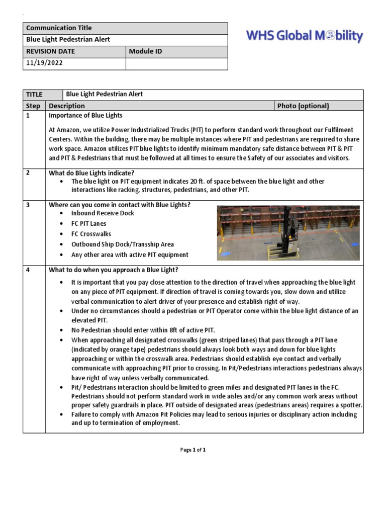 Blue Light Safety Protocols for PIT | PDF | Pedestrian Crossing | Traffic