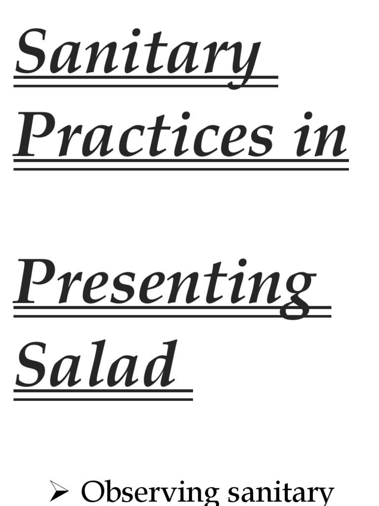 Sanitary Practices in Presenting Salad | PDF