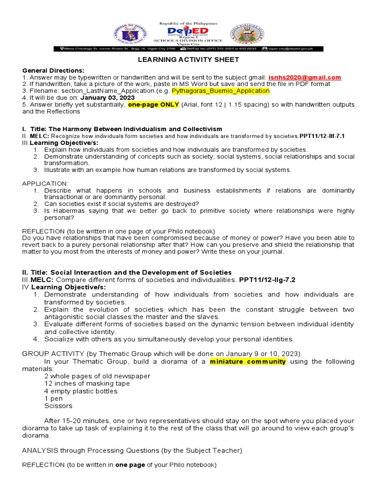 LAS Activities - MELC 7 | PDF | Society | Cognitive Science