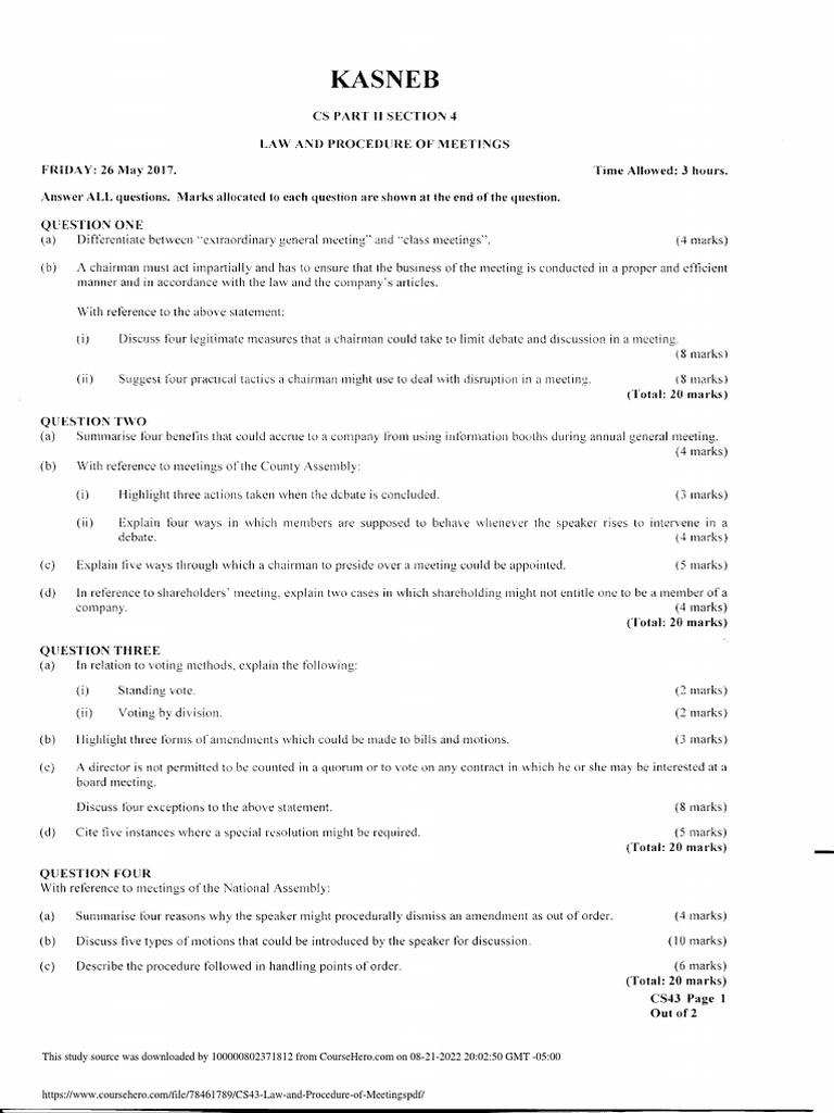 Law and Procedure of Meetings | PDF