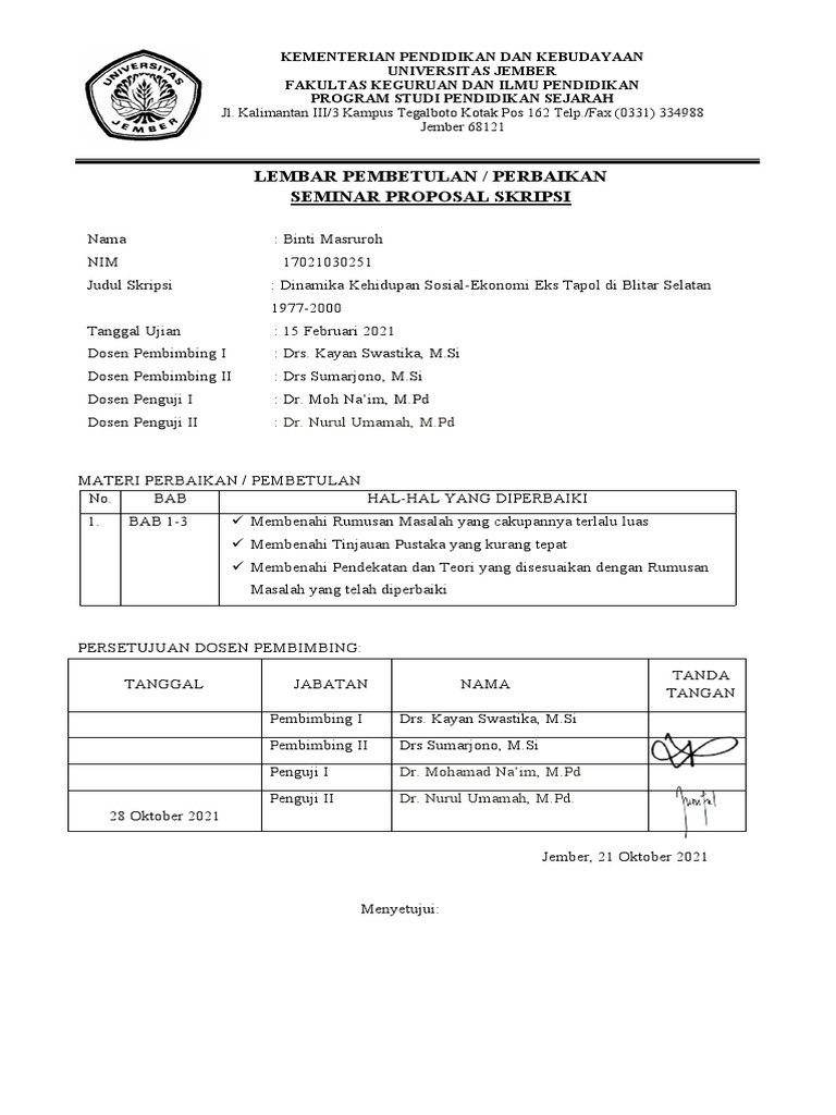 Lembar Revisi Binti Masruroh | PDF