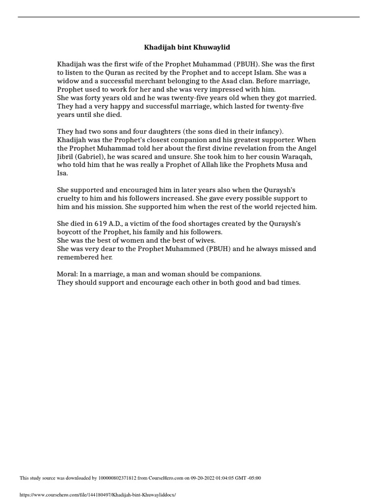 Khadijah: First Wife of Prophet Muhammad | PDF | Muhammad | Banu Hashim
