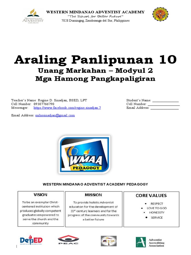 Araling Panlipunan 10: Unang Markahan - Modyul 2 Mga Hamong Pangkapaligiran | PDF