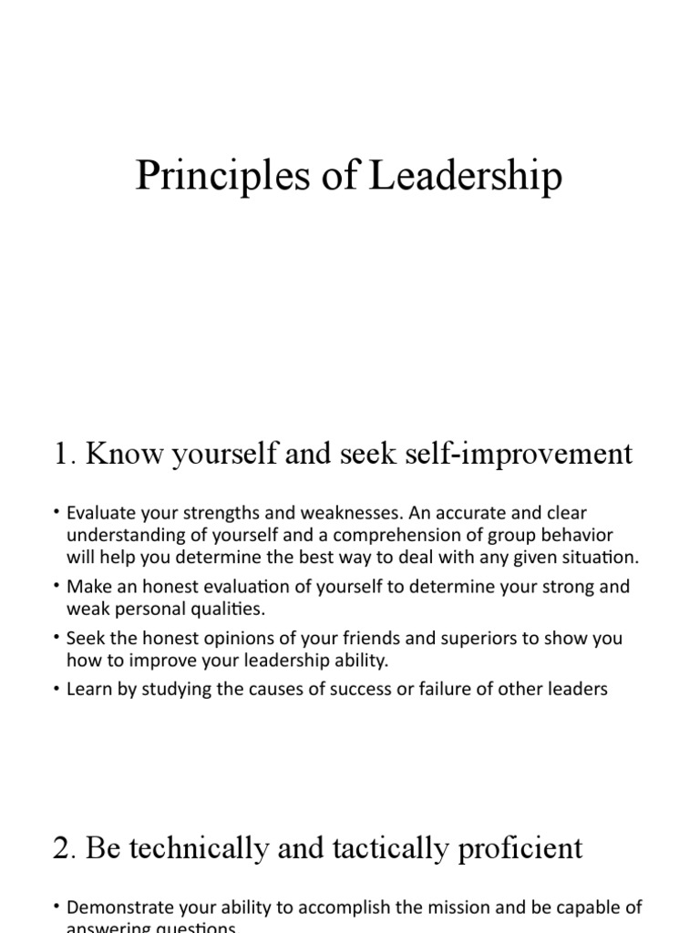 Self-Improvement in Leadership Principles | PDF | Leadership ...