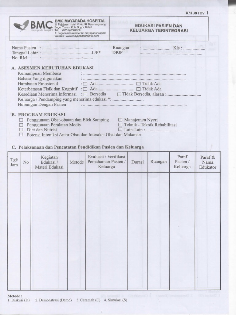 Form Edukasi Pasien Terintegrasi | PDF