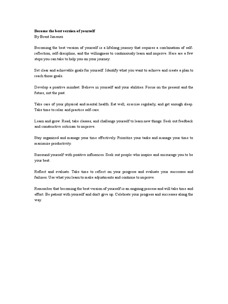 Journey to Your Best Self | PDF | Career & Growth | Self-Improvement