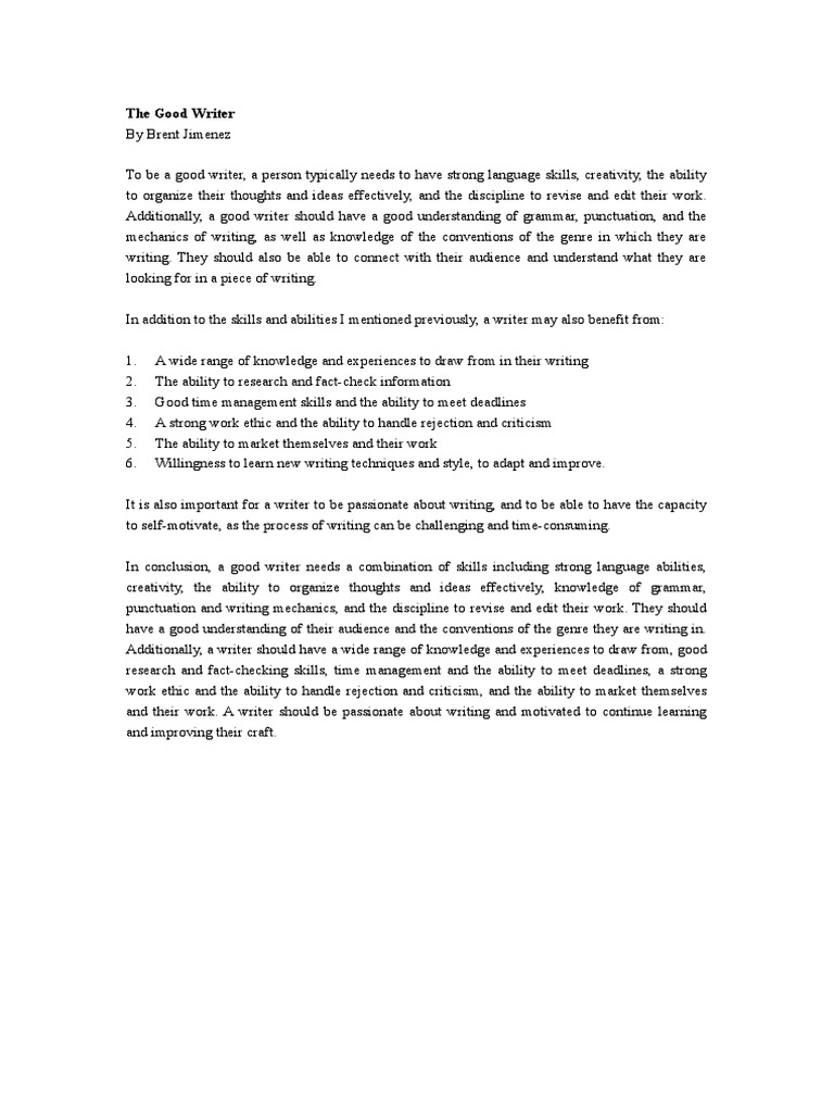 The Good Writer | PDF