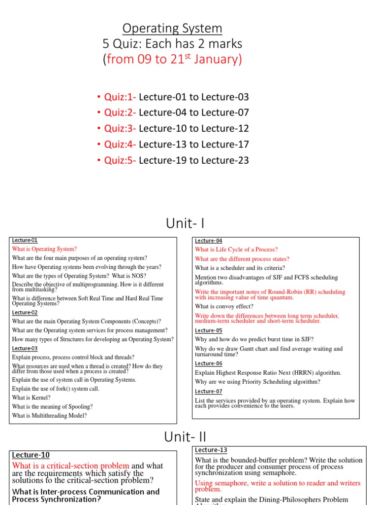 Quiz Os Pdf Scheduling Computing Process Computing 8044
