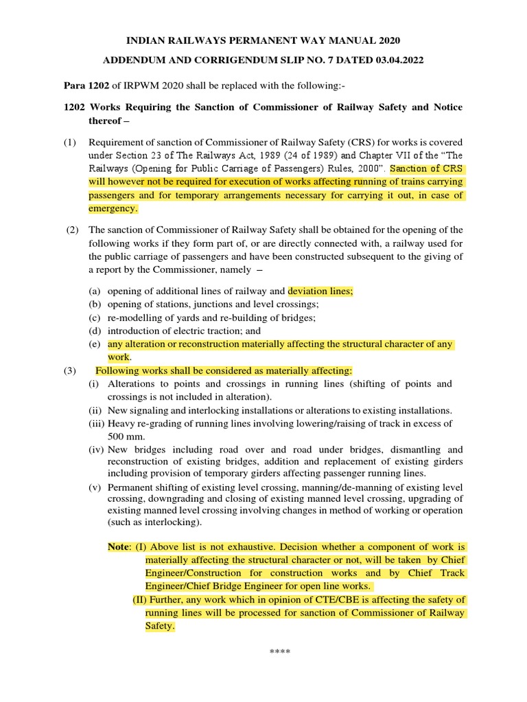 Correction Slip No. 7 IRPWM - 3 - HL | PDF | Rail Transport | Transport Infrastructure