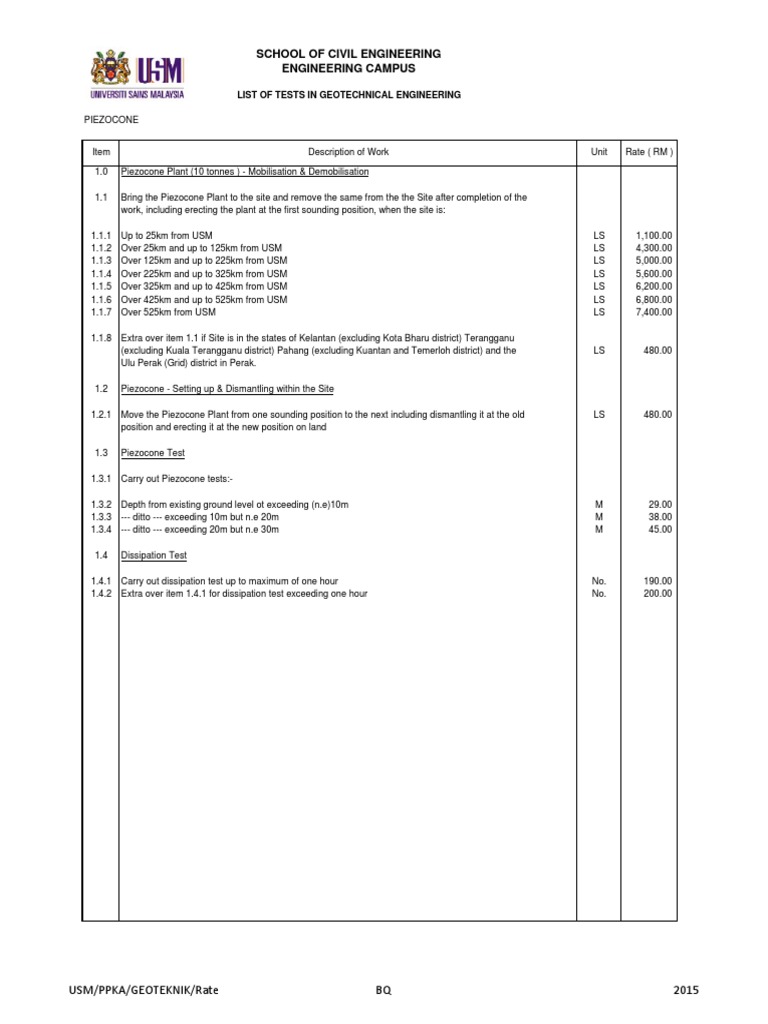 Geotechnical Engineering Test List | PDF | Applied And ...