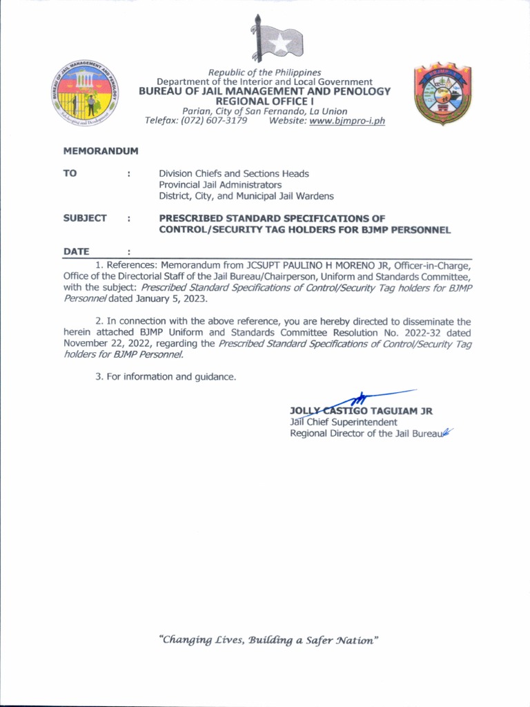 Prescribed Standard Specifications of Control or Security Tag Holders ...