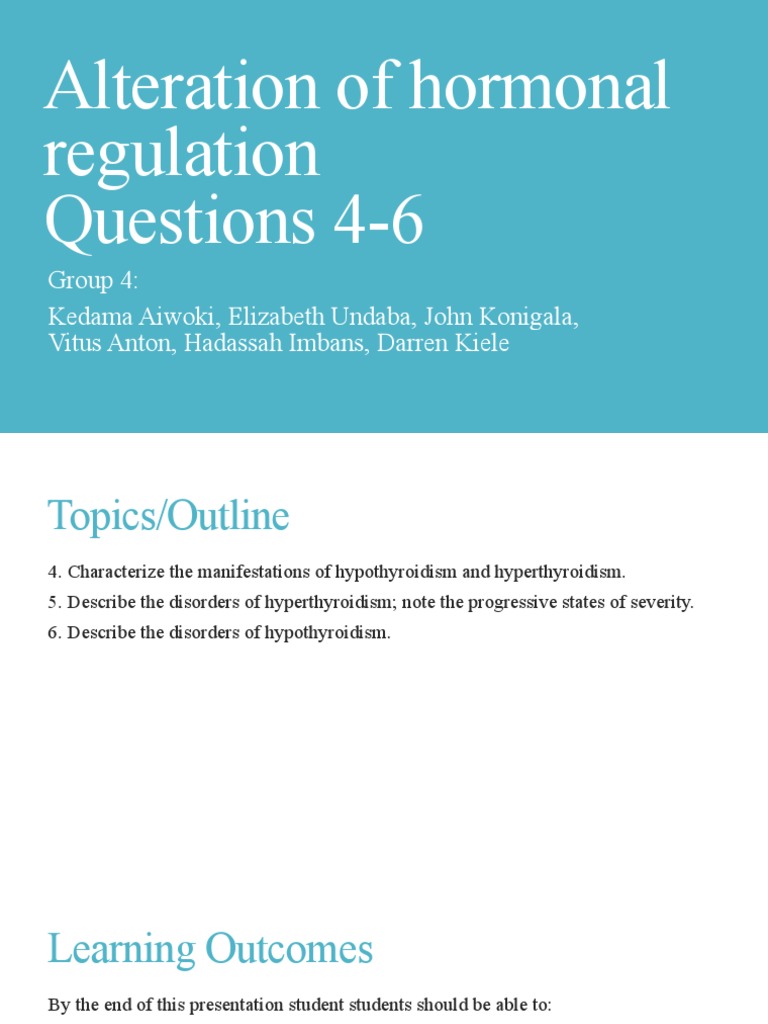 Group 4 - Alteration of Hormonal Regulation | PDF