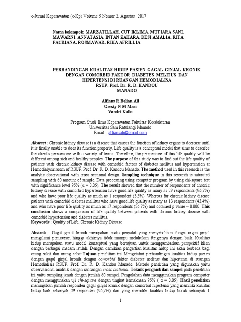 Jurnal Gangguan Ginjal | PDF | Chronic Condition | Chronic Kidney Disease