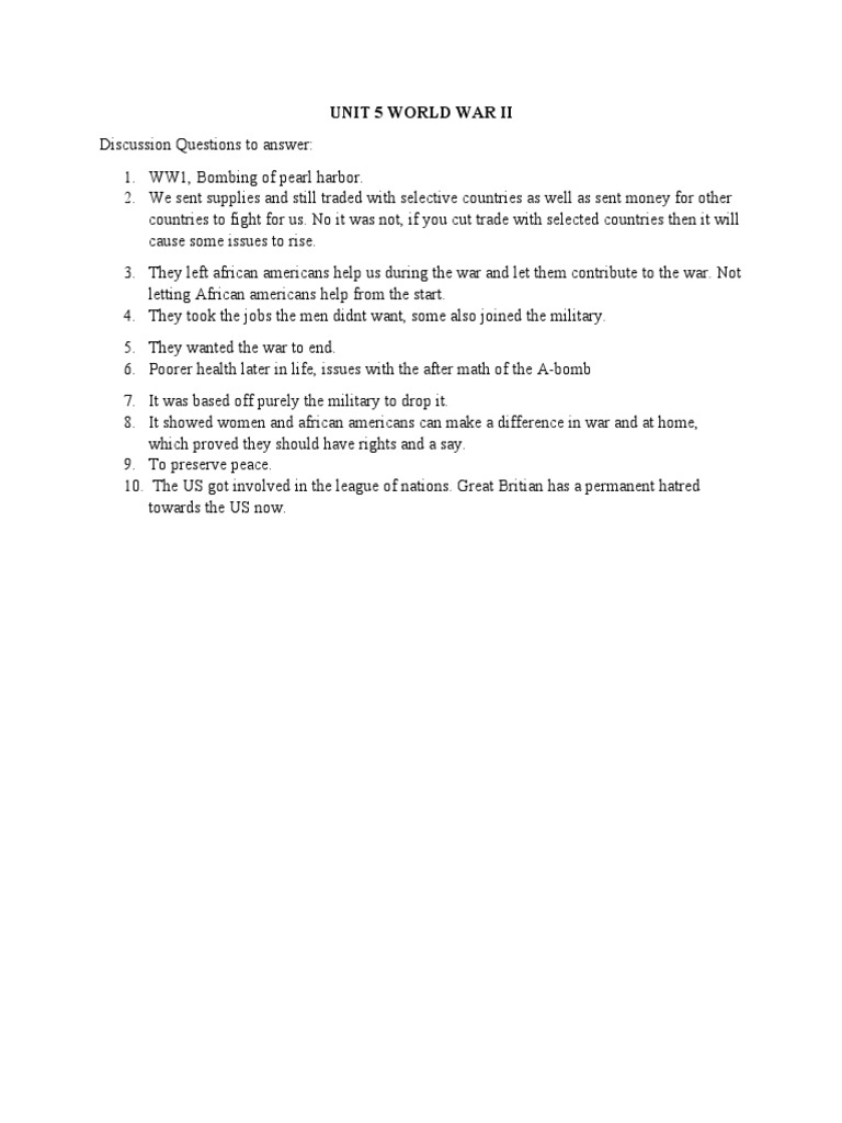 World War II Constructed Response Questions | PDF | Politics | Sports ...