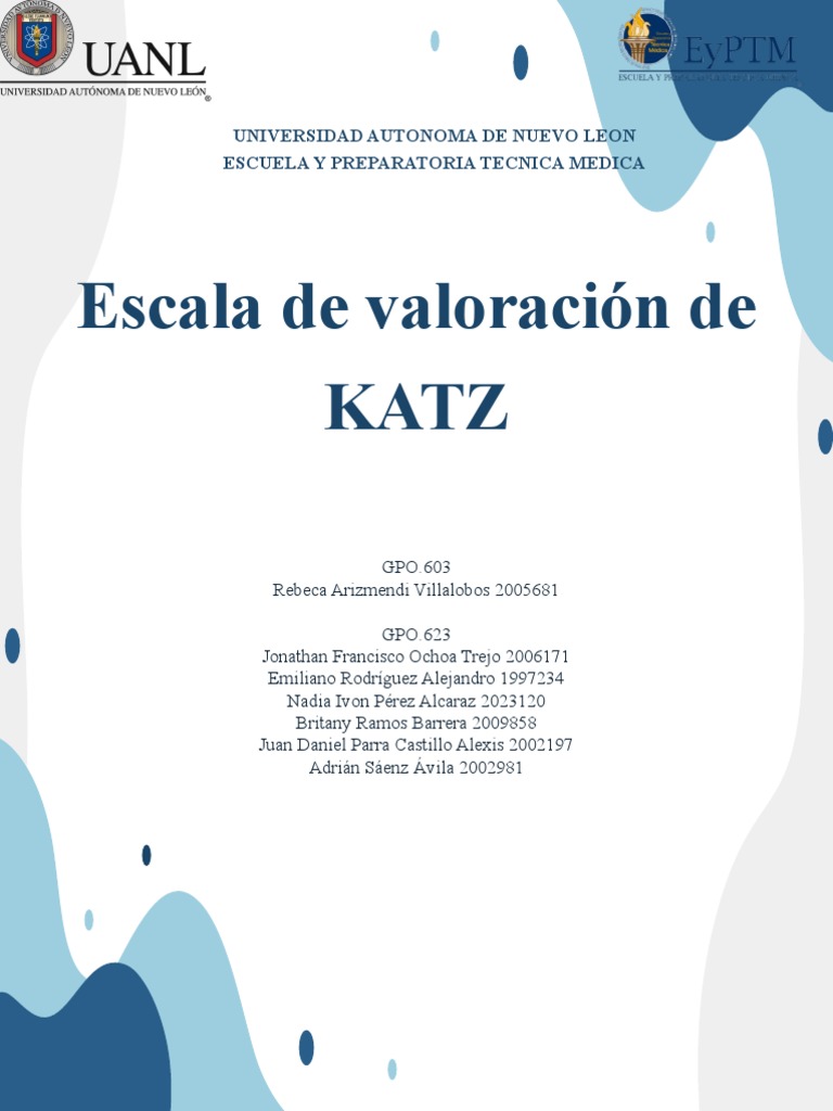 TO - Escala de KATZ | PDF | Ciencias de la Salud | Especialidades Medicas