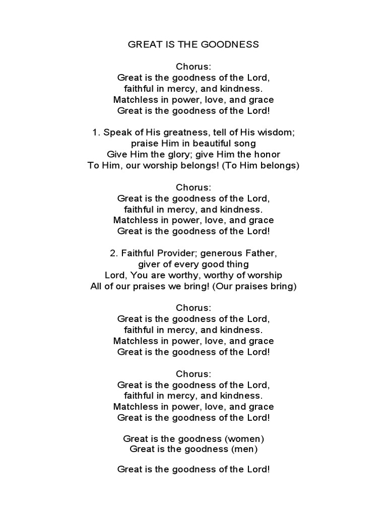 Great is the Goodness of the Lord | PDF