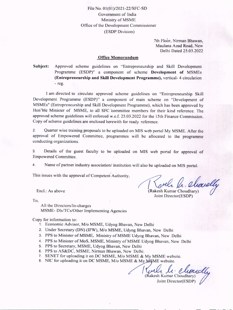 Approved ESDP Guidelines - New | PDF