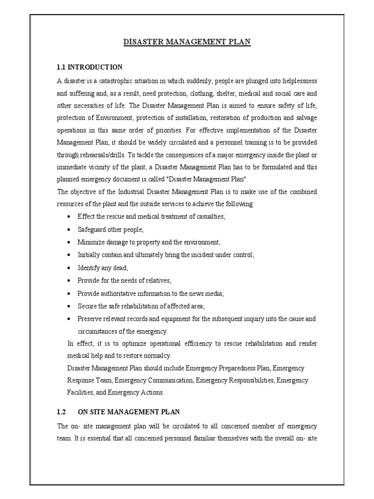 Disaster Management Plan | PDF | Emergency Management | Emergency