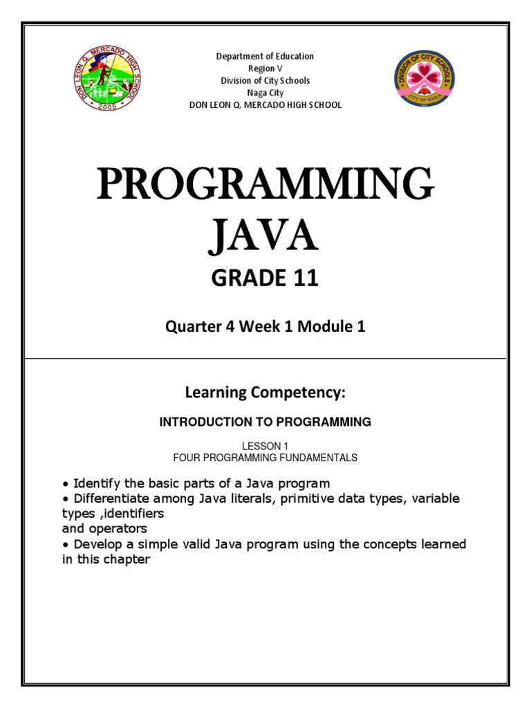 Programming Java: Grade 11 | PDF | Integer (Computer Science) | Java (Programming Language)