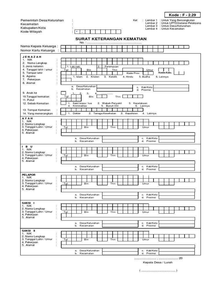 Formulir f2.29 Surat Kematian | PDF