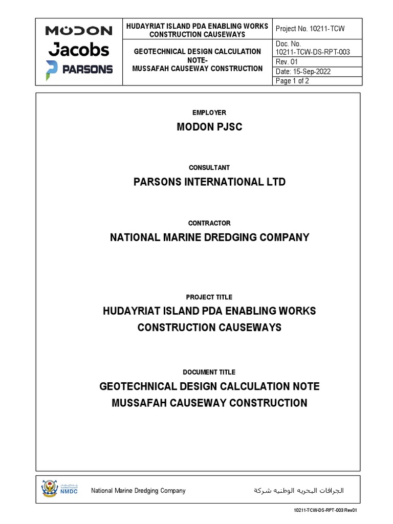 10211-TCW-DS-RPT-003 Rev01 Geotechnical Design (Cover Page & Review ...