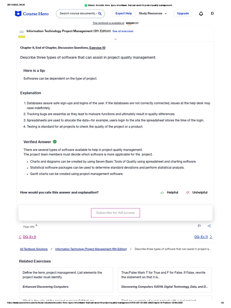 Solved - Describe Three Types of Software That Can Assist in Project ...