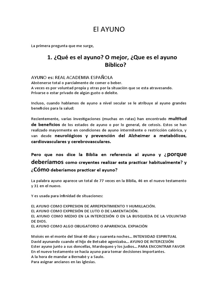 Beneficios y Prácticas del Ayuno Bíblico | PDF | Rápido