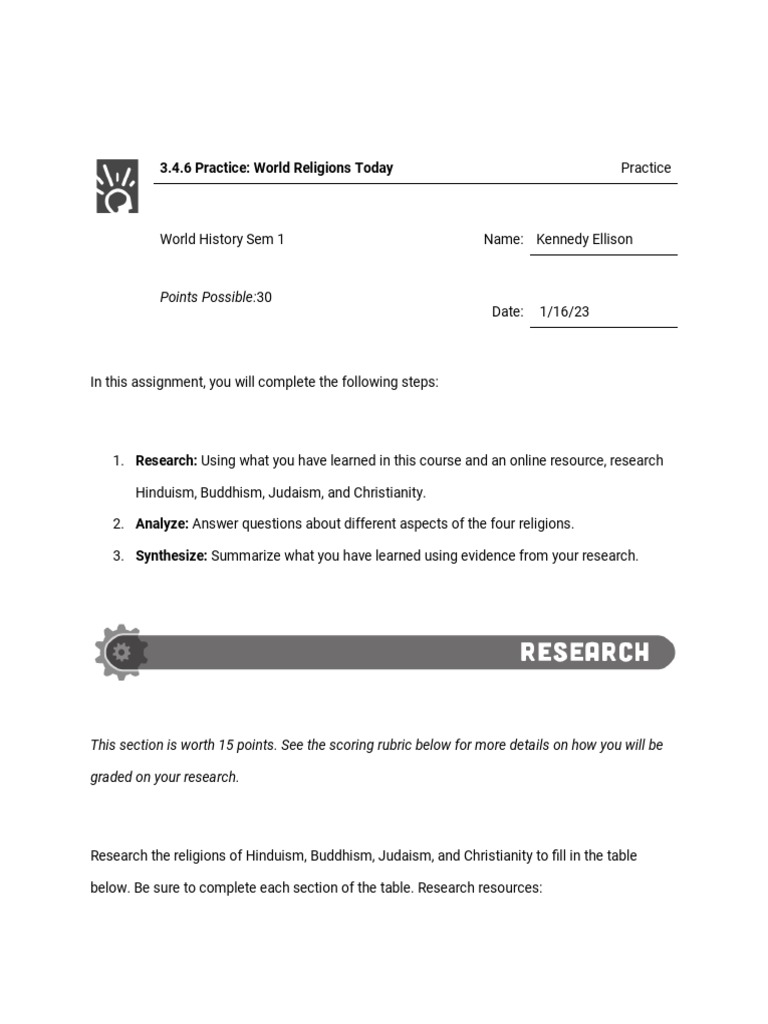 3.4.6 Practice - World Religions Today | PDF | Reincarnation | Jesus