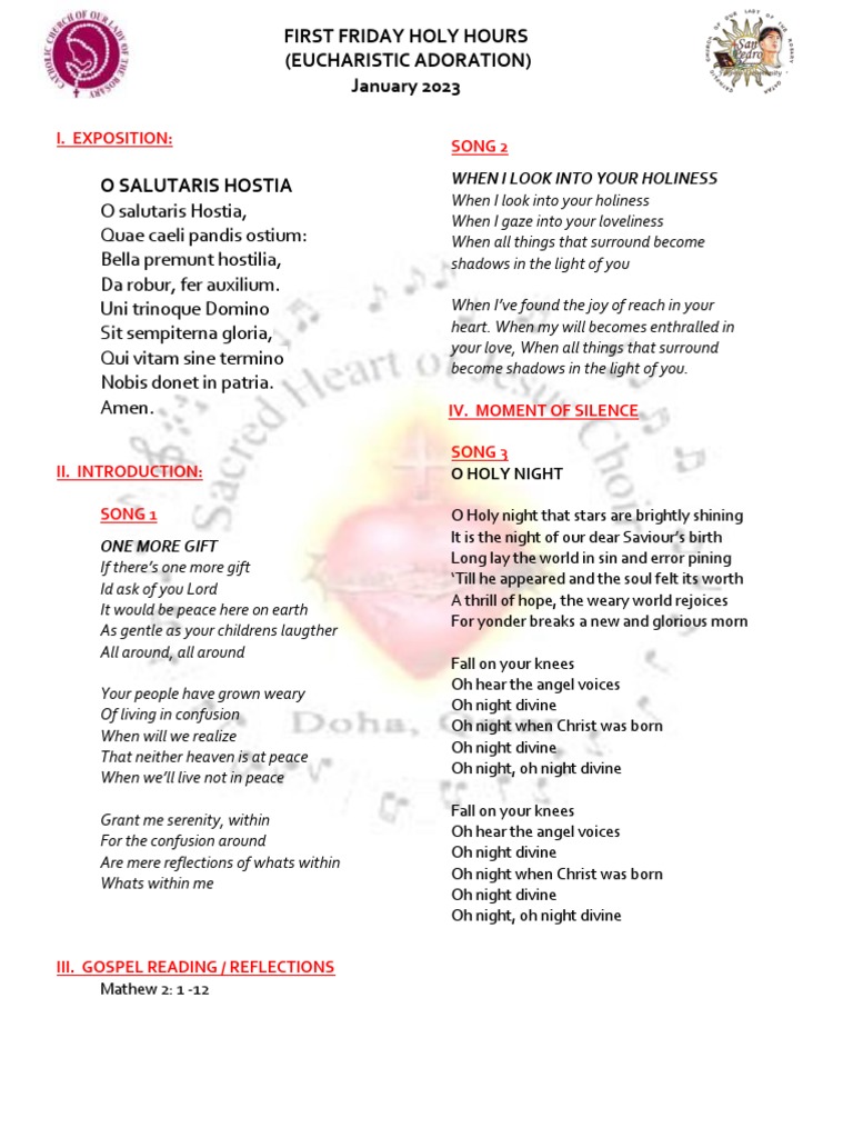 Holy Hour First Friday Jan 2023 | PDF | Eucharist | Anglicanism