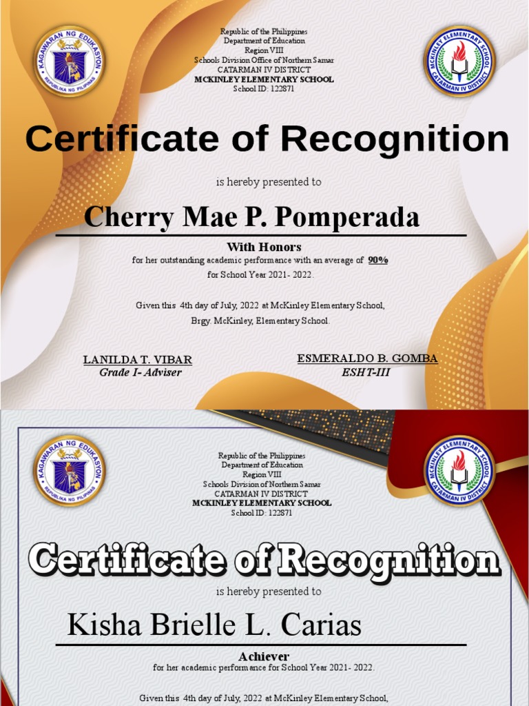 Mes Recognition Certificates | PDF