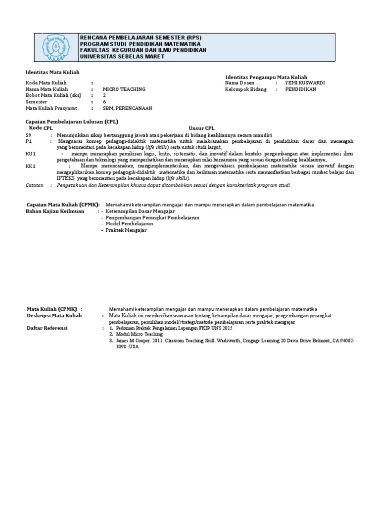 Rencana Pembelajaran Micro Teaching | PDF | Karier & Perkembangan