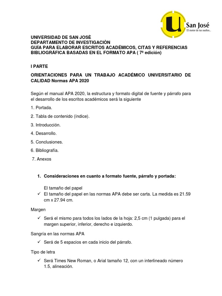 Guía para Elaborar Escritos Académicos, Citas y Referencias Bibliográfica Basadas en El Formato ...