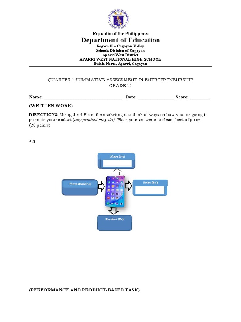 Entrepreneurship Summative Q1 | PDF
