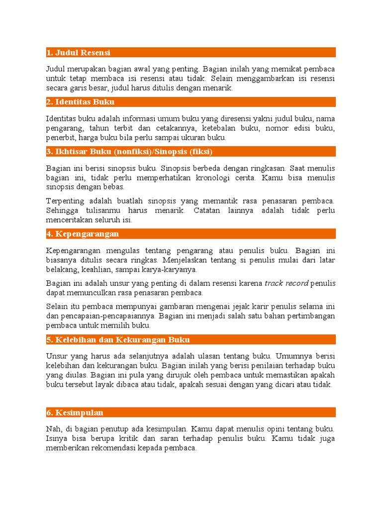 Panduan Lengkap Menulis Resensi Buku | PDF