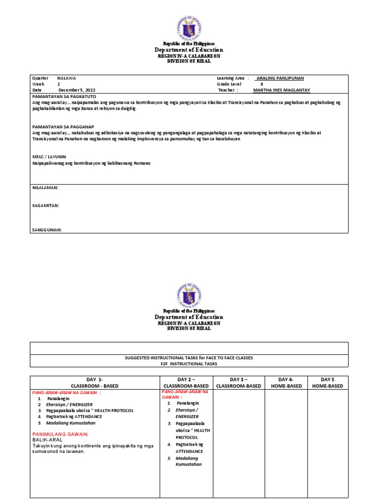 Ap Daily Weekly Lesson Plan | PDF