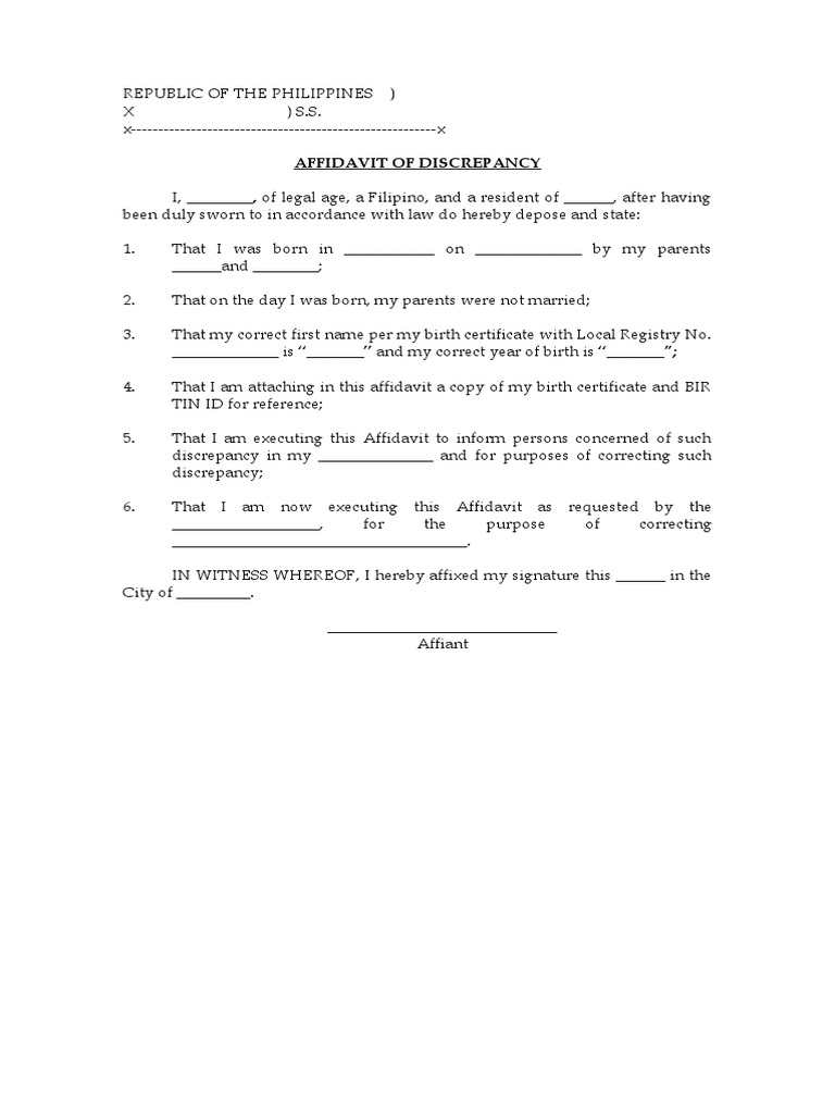 Affidavit of Discrepancy | PDF