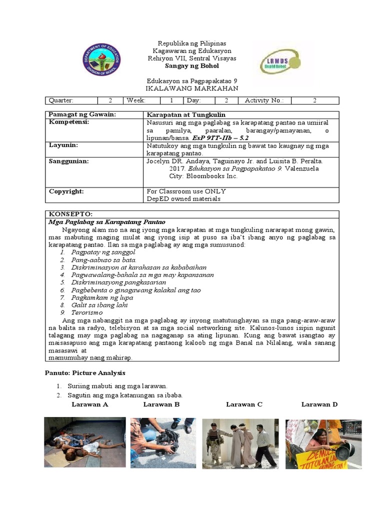 EsP9 Q2 Wk1 Day2 | PDF