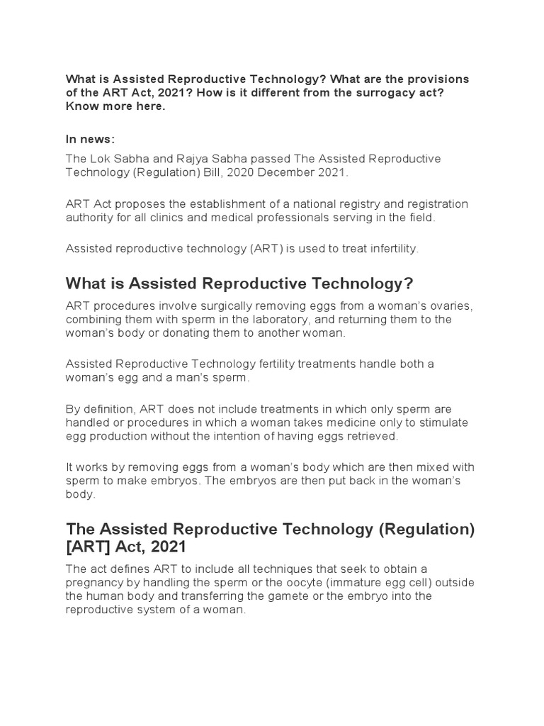 Assisted Reproductive Technology | PDF | Assisted Reproductive ...