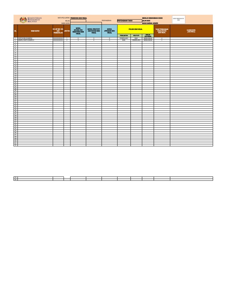 TEMPLATE PBD PSV TAHUN 5 2022 (Semakan) - Kosong | PDF