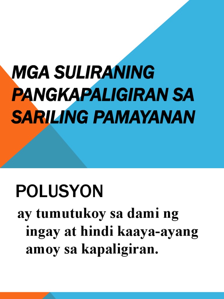 Mga Suliraning Pangkapaligiran Sa Sariling Pamayanan | PDF