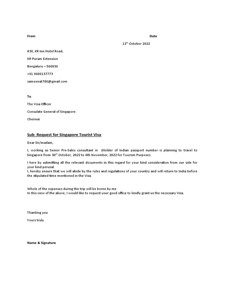 Personal Covering Letter-Singapore | PDF