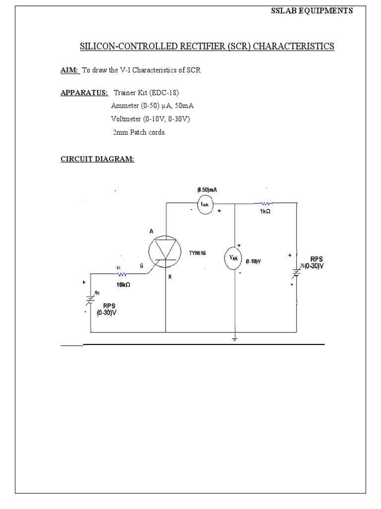 SCR Characteristics and V-I Experiment | PDF | P–N Junction | Field ...