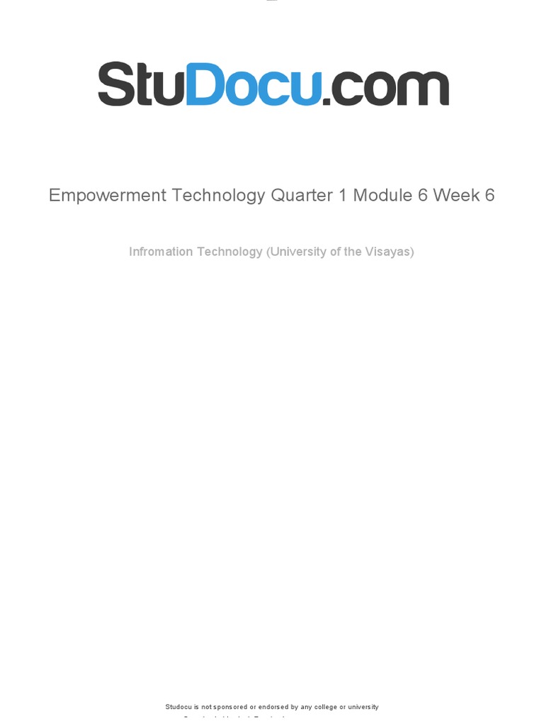 Empowerment Technology Quarter 1 Module 6 Week 6 | PDF | Hyperlink | Microsoft Power Point
