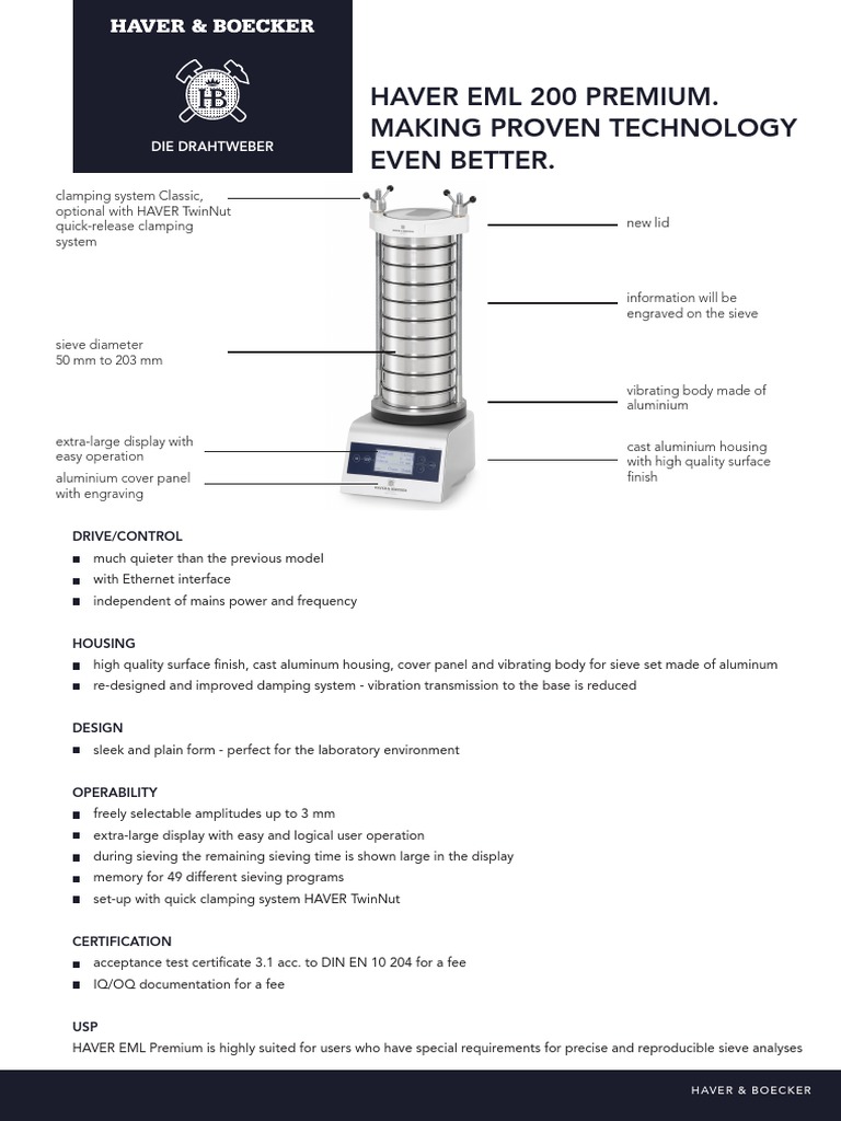 HAVER Analysensiebmaschine EML 200 Premium en | PDF | Electrical Engineering