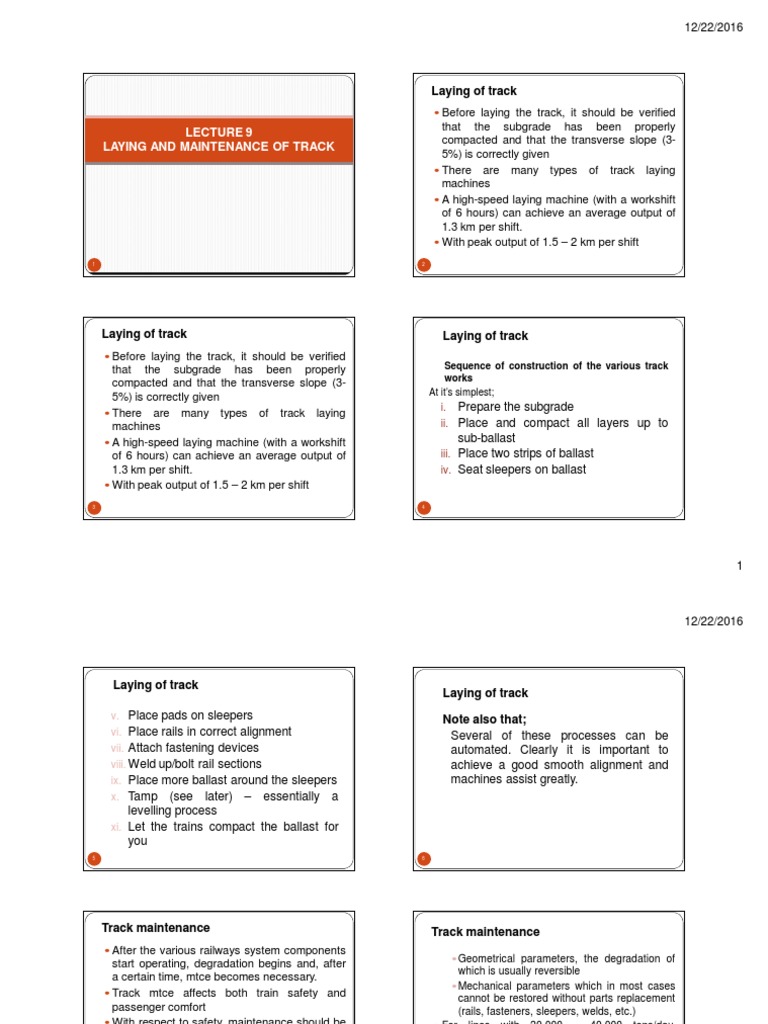 Track Laying and Maintenance Overview | PDF | Mechanical Engineering ...