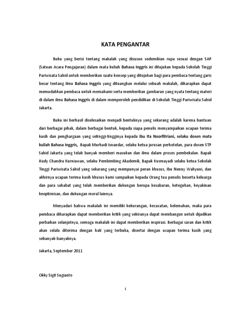 Kata Pengantar & Daftar Isi B. Inggris | PDF | Karier & Perkembangan | Kajian Bahasa Asing