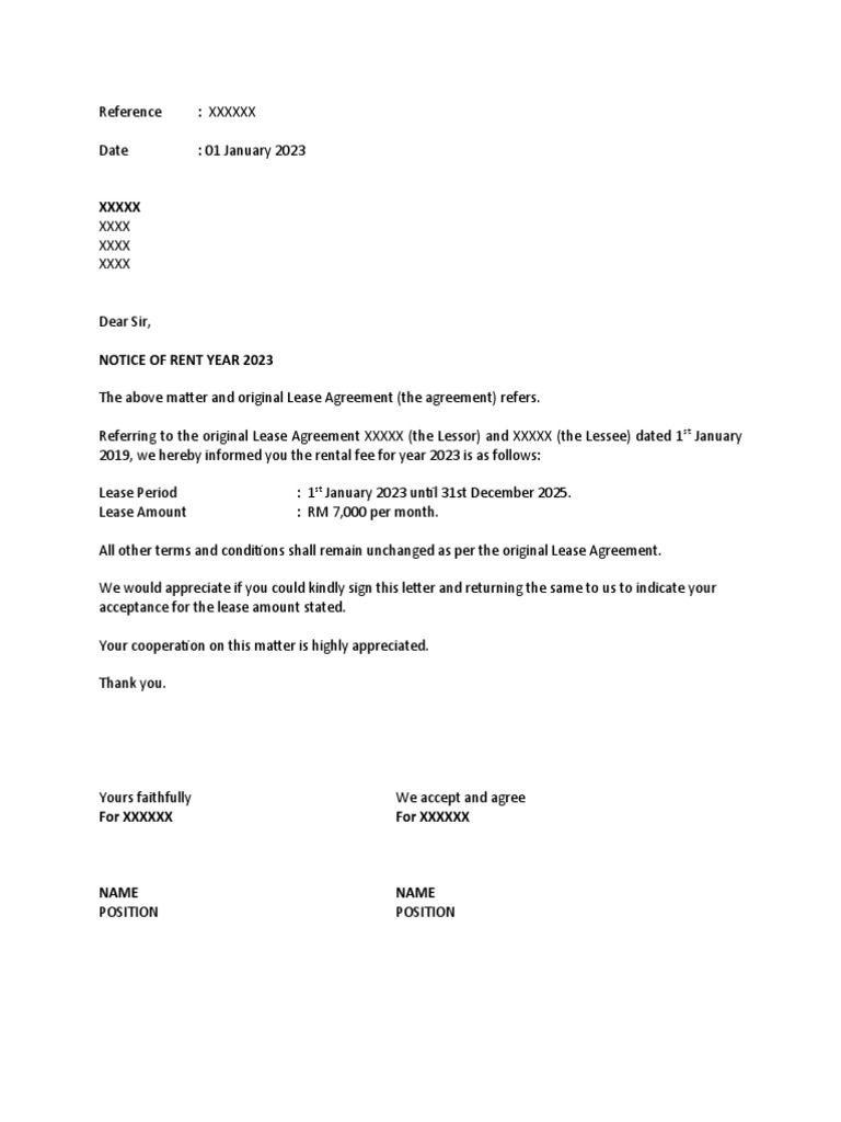 2023 Rent Review Notification Letter | PDF