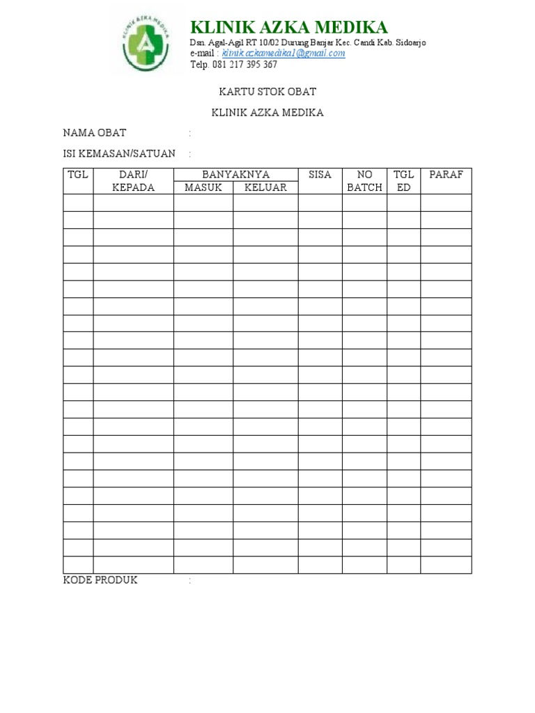 Kartu Stok Obat | PDF