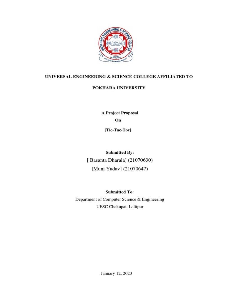 Tic Tac Toe Pdf Computing Computer Science 1126
