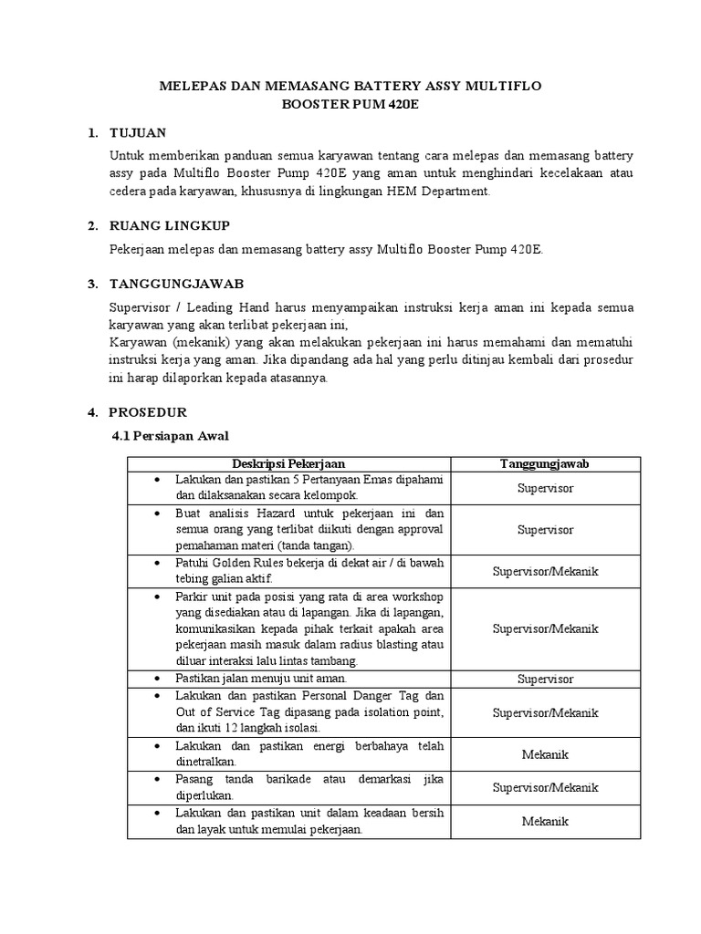Sop Battery Assy Multiflo | PDF